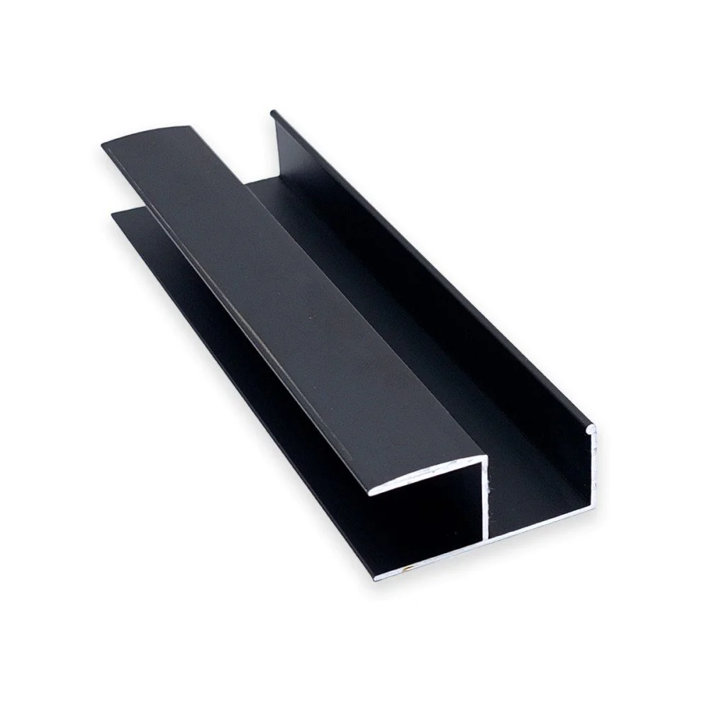 Wardrobe edge handle U-shaped profile, for 18mm board, black 22L.
