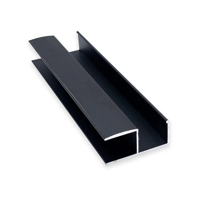 Wardrobe edge handle U-shaped profile, for 18mm board, black 22L.