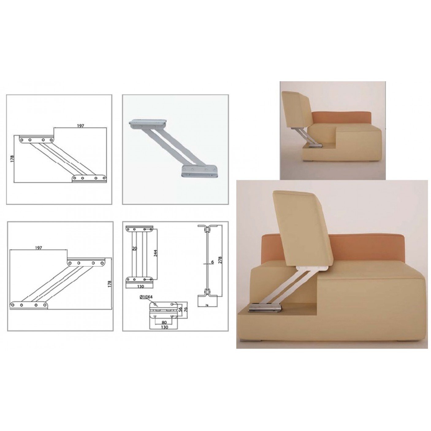 Upright sofa back mechanism 32L.011.02 - Decorative furniture acc